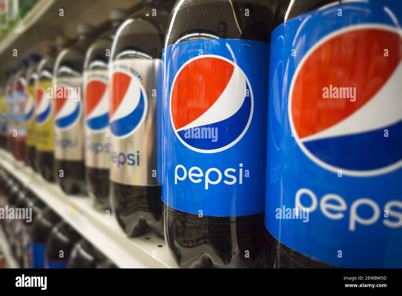 A display of PepsiCo cola in a supermarket in New York on Monday, July ...