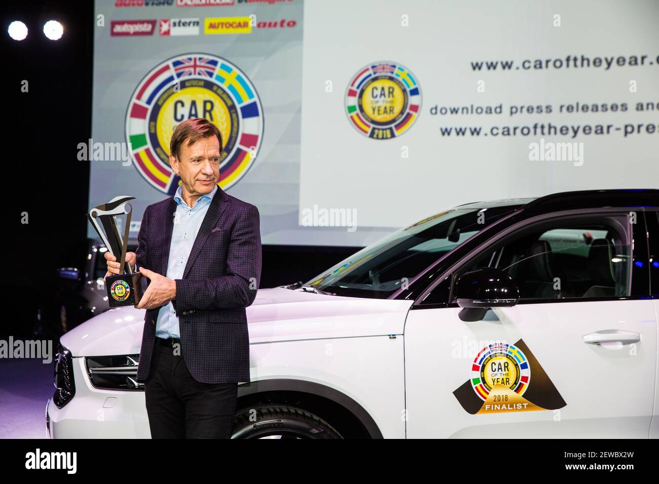 Volvo company president and CEO Hakan Samuelsson holding a Car of the ...