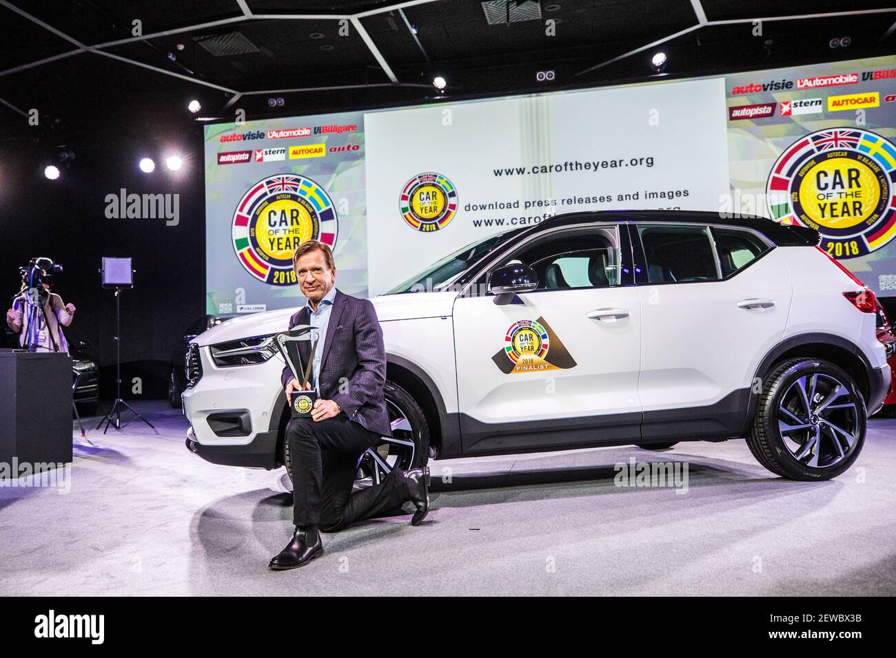 Volvo company president and CEO Hakan Samuelsson holding a Car of the ...