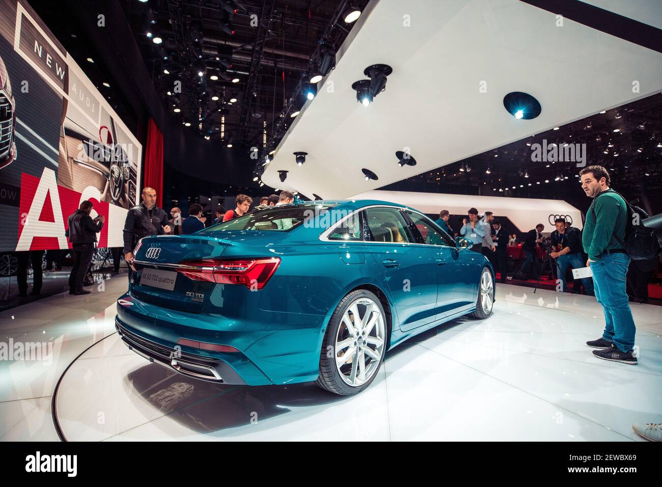 Audi A6 world premiere on display at Geneva Motor Salon in Switzerland ...