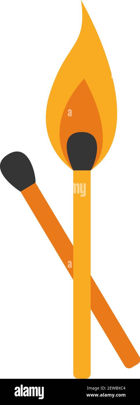 Burning matches, illustration, vector on white background Stock Vector ...