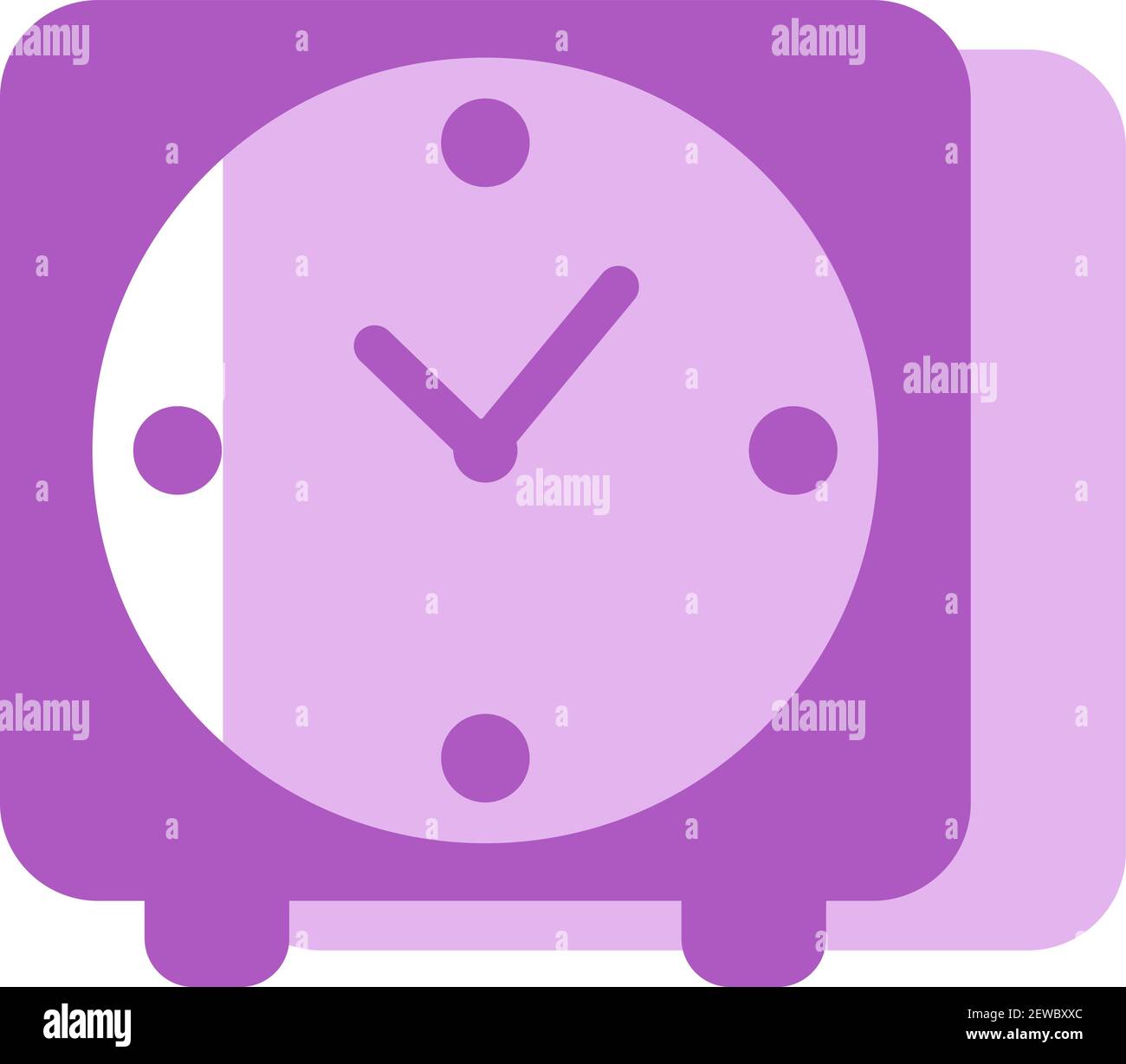 Pink square clock, illustration, vector on white background Stock ...