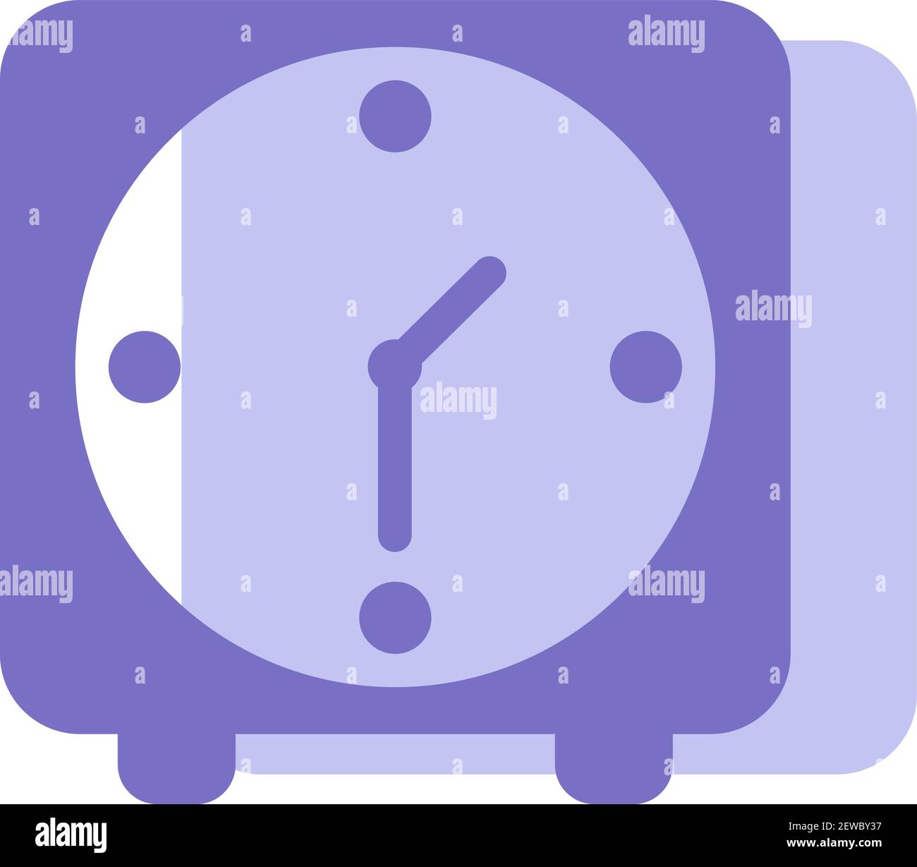 Purple square clock, illustration, vector on white background Stock ...