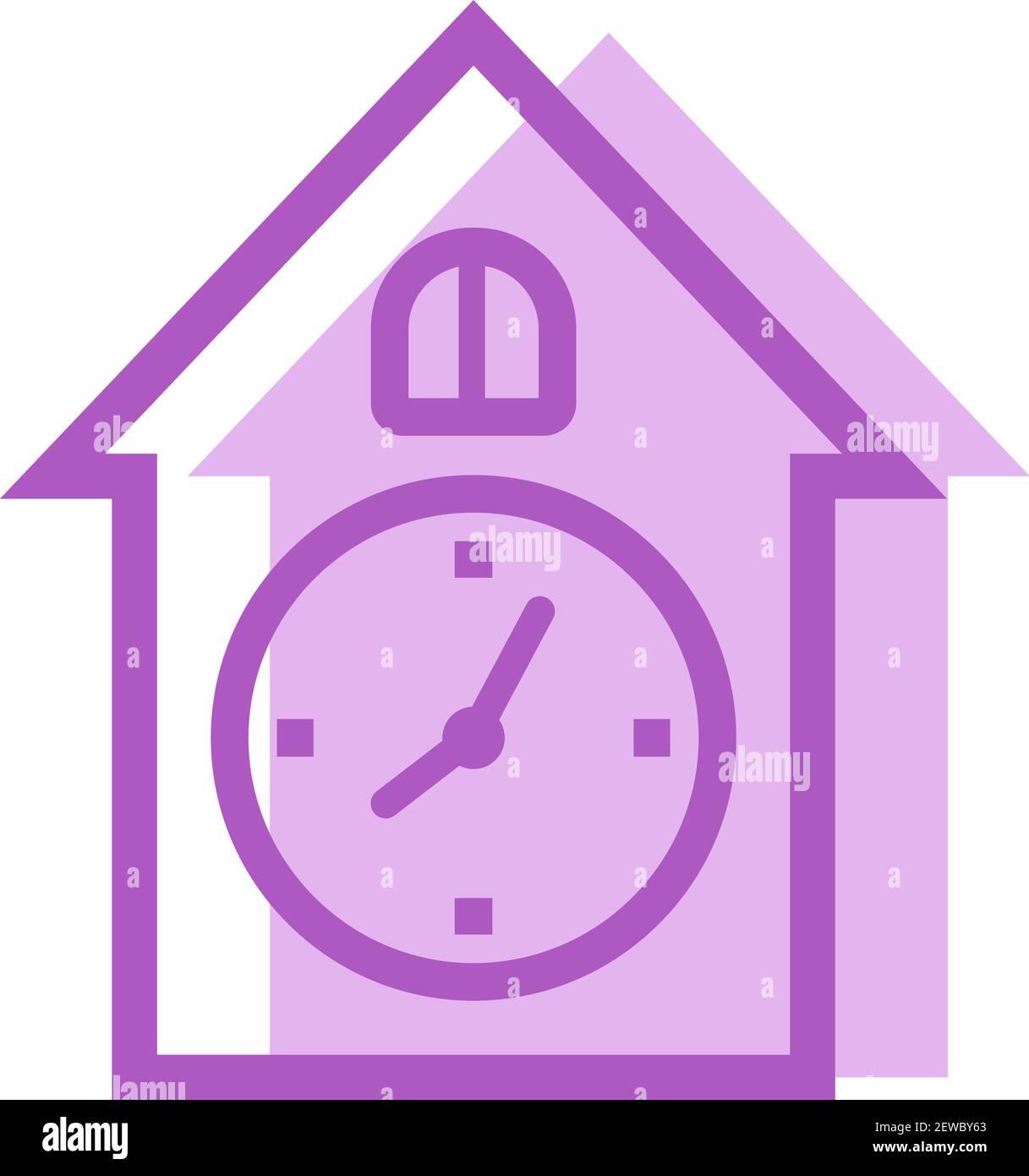Pink house clock, illustration, vector on white background Stock Vector ...