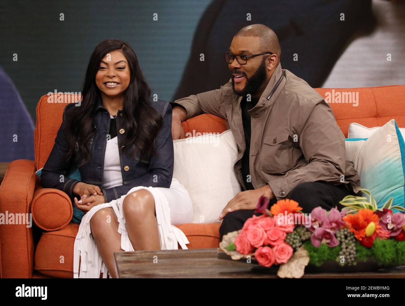 MIAMI, FL - MARCH 29: Taraji P. Henson and Tyler Perry are seen on the ...