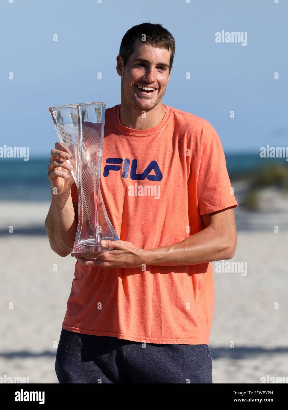 KEY BISCAYNE, FL - MARCH 31: Tennis player John Isner poses at Crandon ...