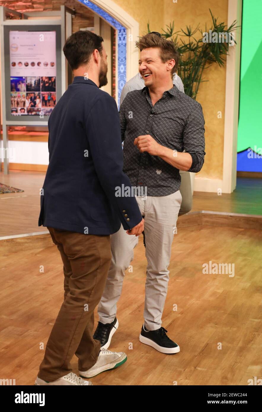 MIAMI, FL - JUNE 4: Ed Helms and Jeremy Renner are is seen during a ...