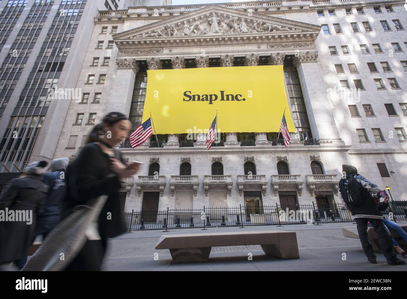 The New York Stock Exchange is decorated for the technology company ...