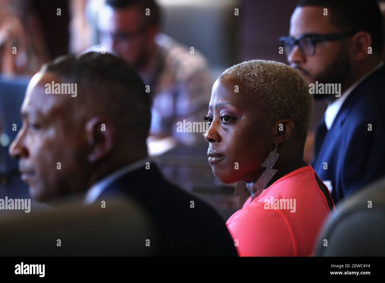 Teresa Martin, mother of Kenneka Jenkins, listens as attorneys Larry ...