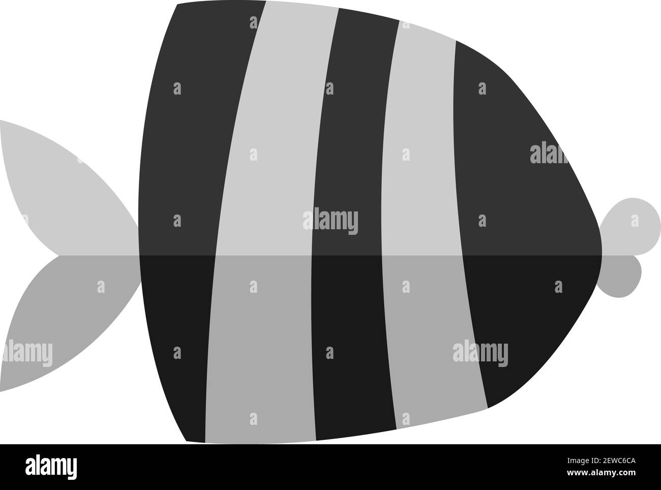 Black fish with two grey stripes, illustration, vector on white ...