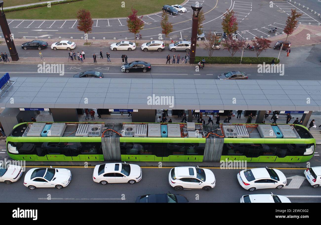 --FILE--A railless train, developed by the CRRC Zhuzhou Institute Co ...