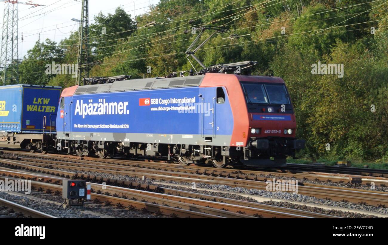 A electric powered locomotive, operated by SBB Cargo International ...