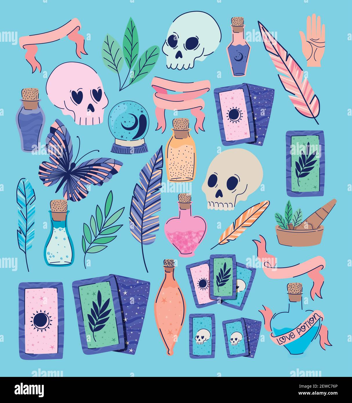 set of esoteric icons on a blue background Stock Vector Image & Art - Alamy