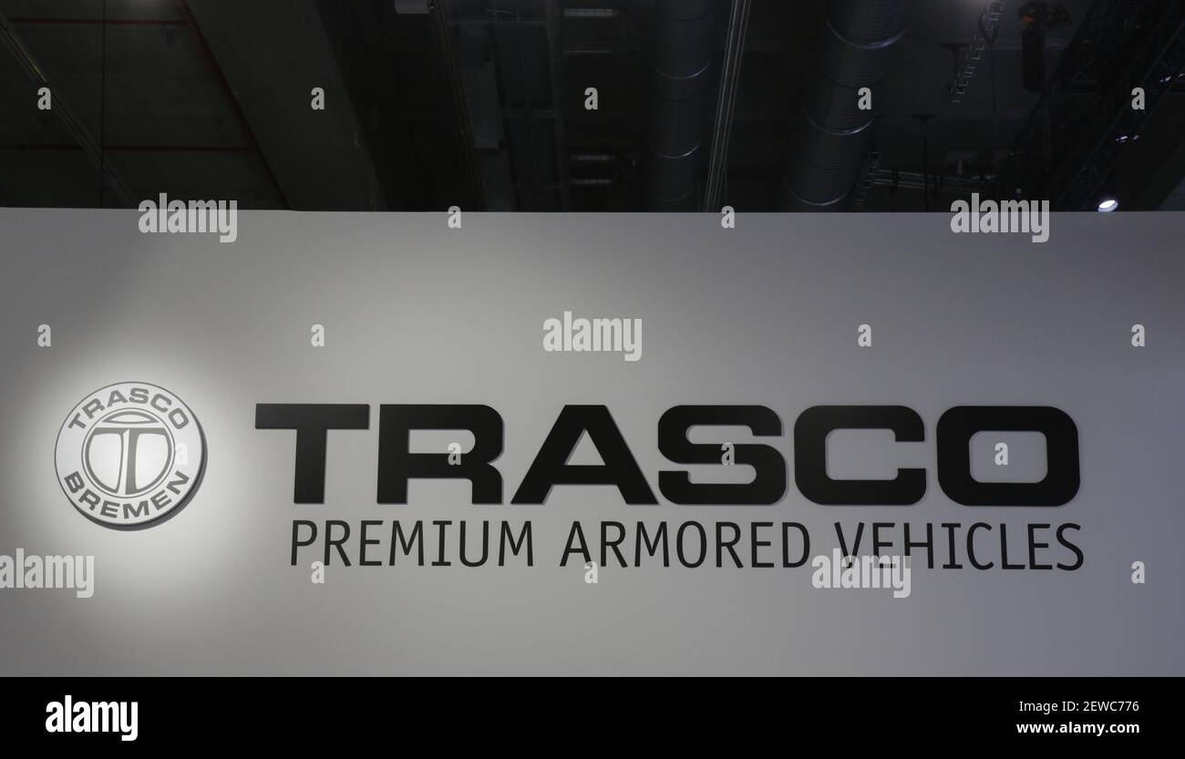 (3/26/2017) Logo of the German armoured vehicle provider Trasco at the ...