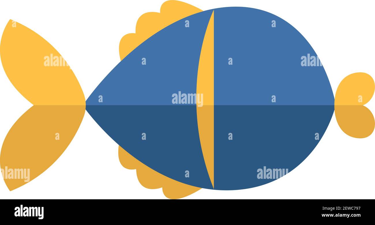 Blue and yellow fish, illustration, vector on white background Stock ...