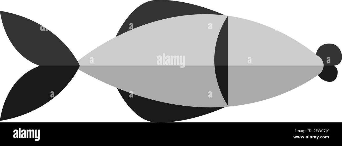 Long grey fish, illustration, vector on white background Stock Vector ...