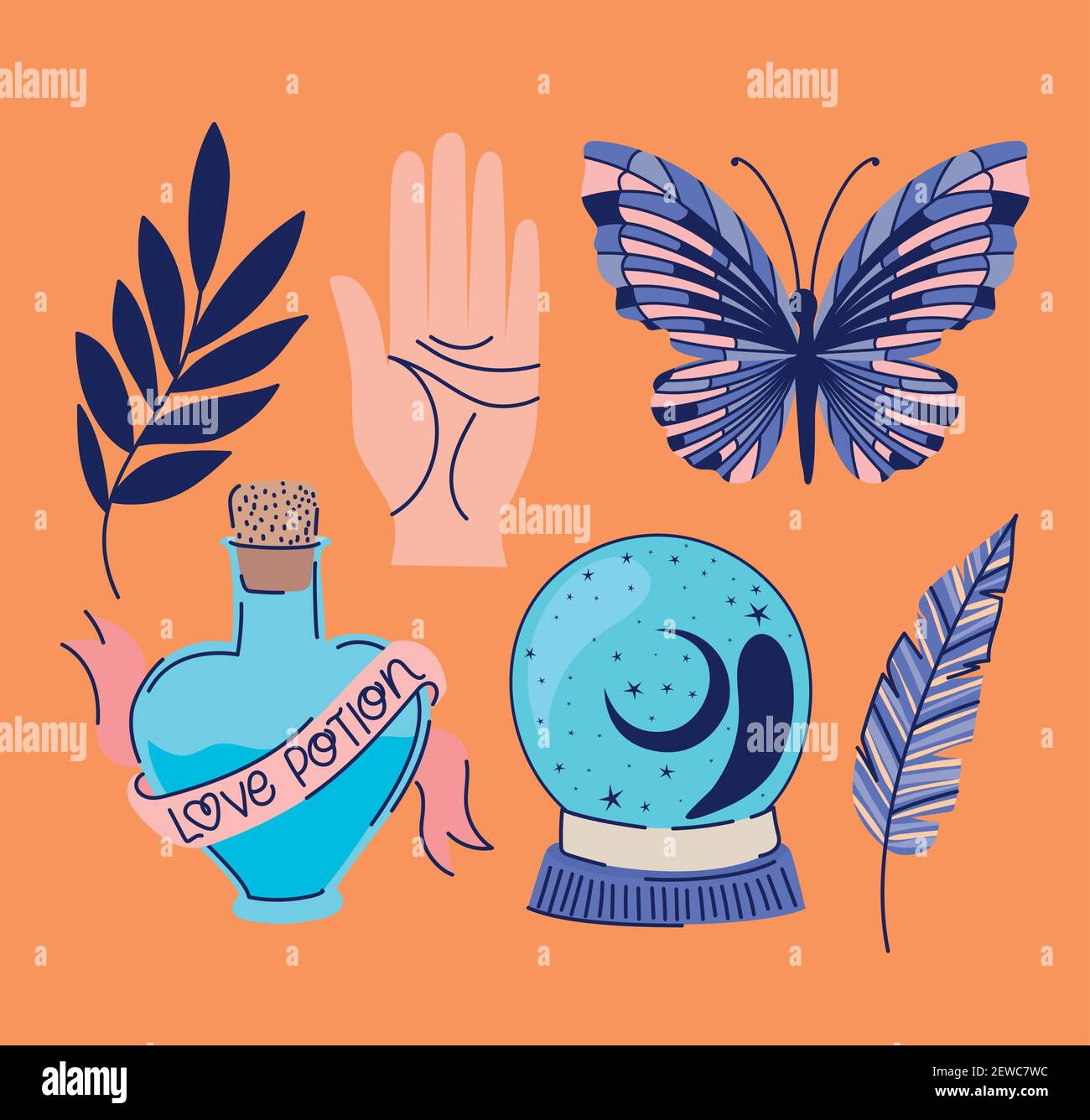 set of esoteric icons on a orange background Stock Vector Image & Art ...