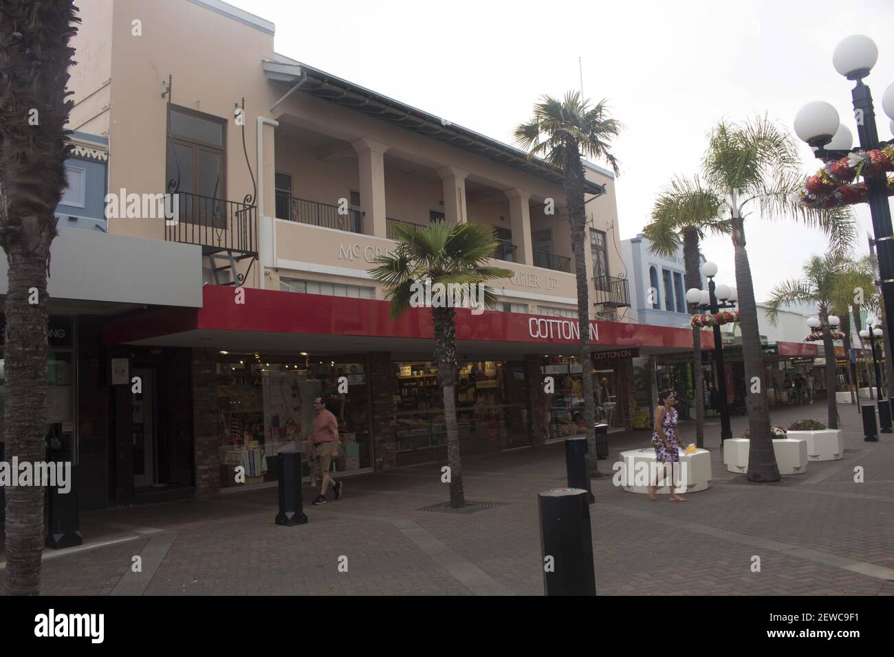 Historic McGruers building in Napier, New Zealand on an overcast day ...