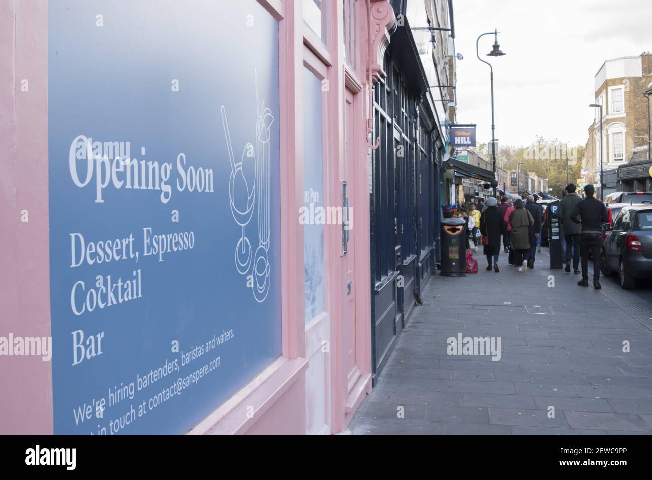 Sign on retail store front at Broadway Market, a market in Hackney ...