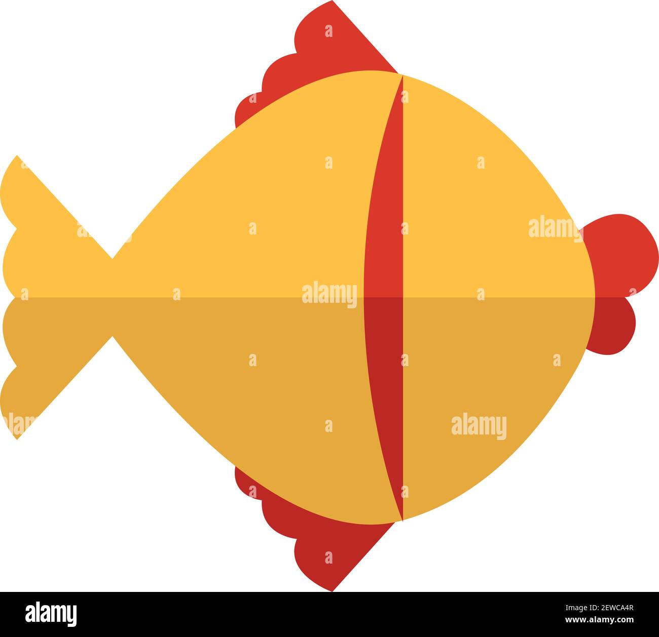 Fat yellow fish with red fins, illustration, vector on white background ...