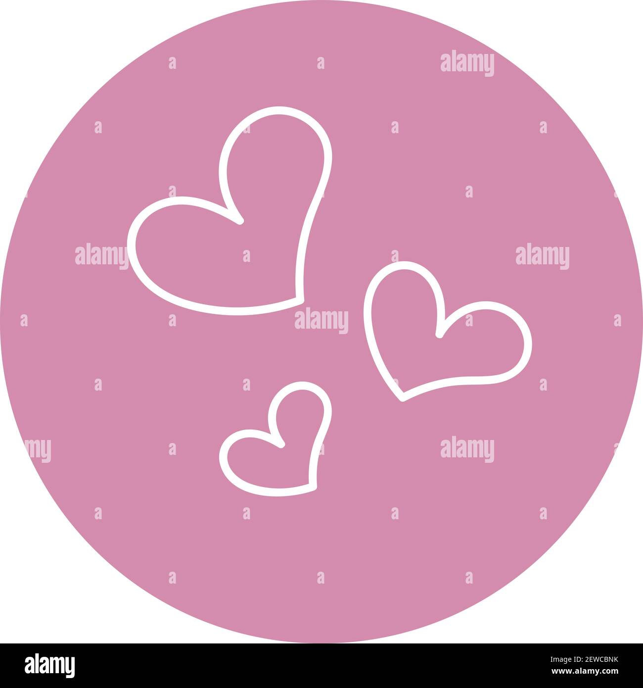Three pink hearts, illustration, vector on white background Stock ...