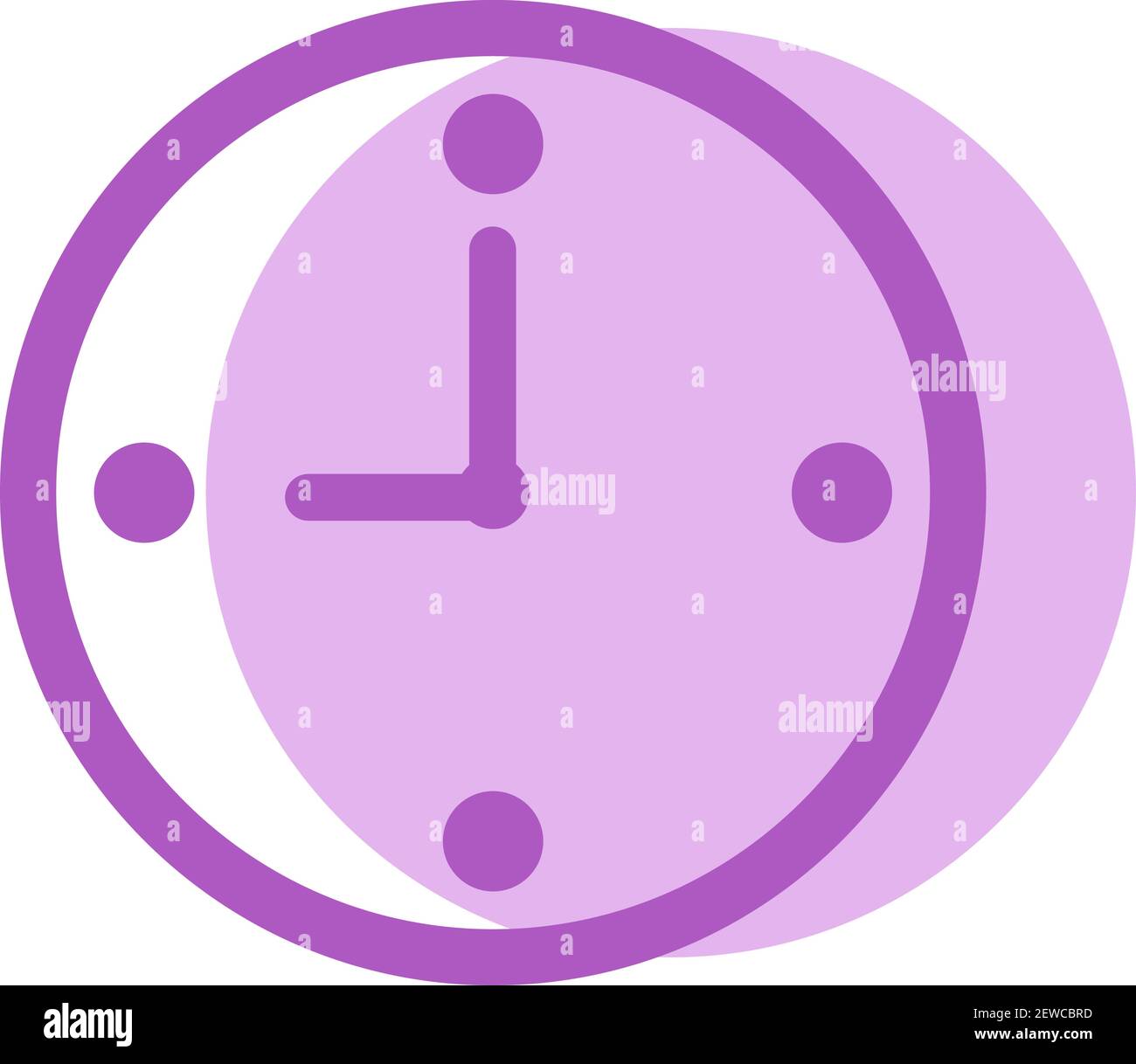 Pink round clock, illustration, vector on white background Stock Vector ...