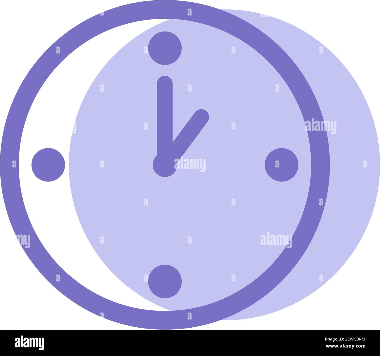 Purple round clock, illustration, vector on white background Stock ...