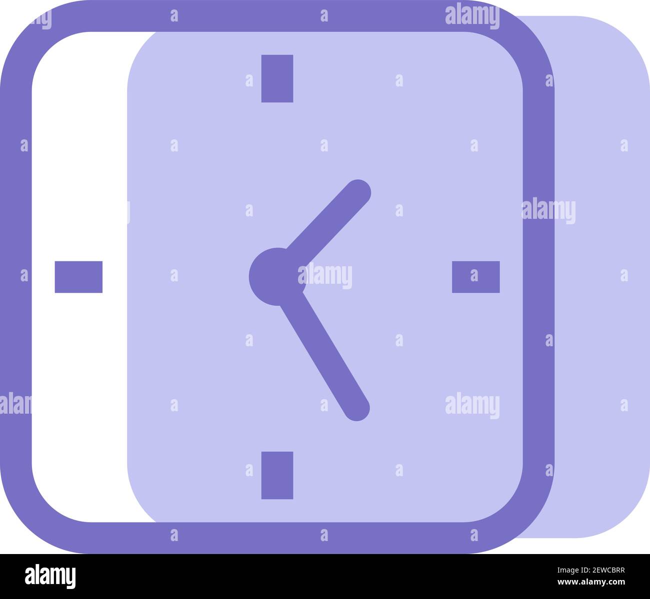 Reactangular purple clock, illustration, vector on white background ...