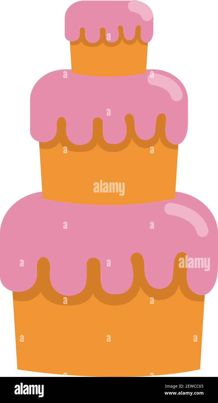 Cake with three layers, illustration, vector on white background Stock ...