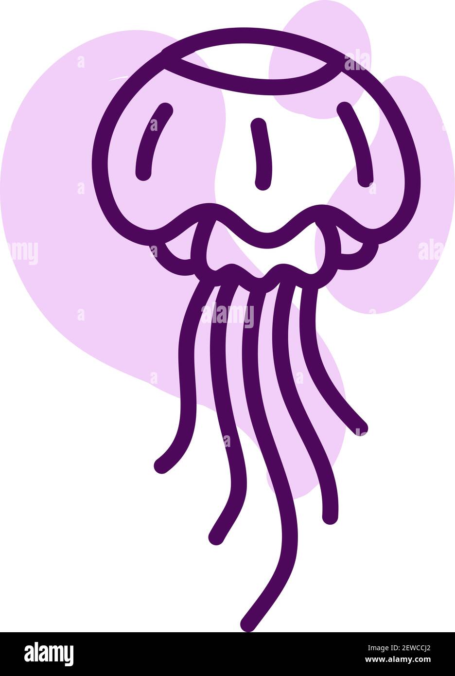 Purple medusa, illustration, vector on white background Stock Vector ...