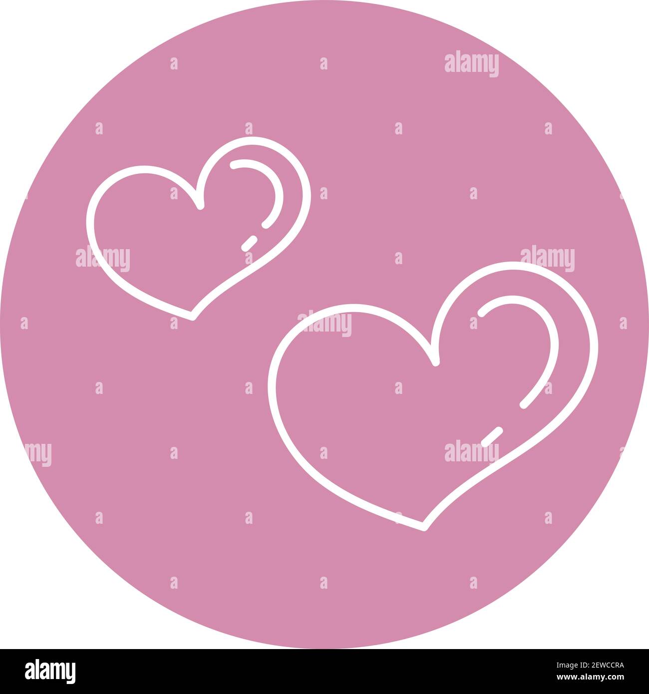 Two pink hearts, illustration, vector on white background Stock Vector ...
