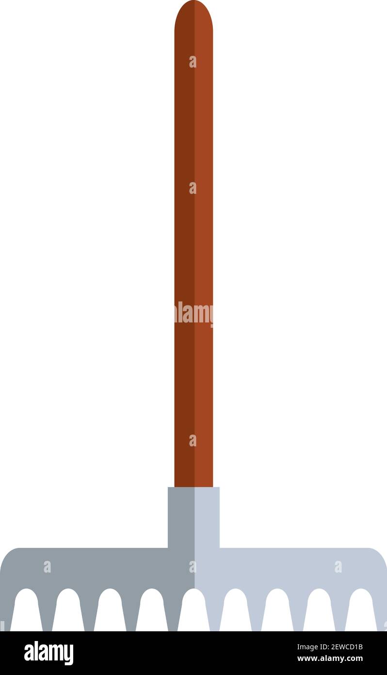 Gardening rake, illustration, vector on white background Stock Vector ...