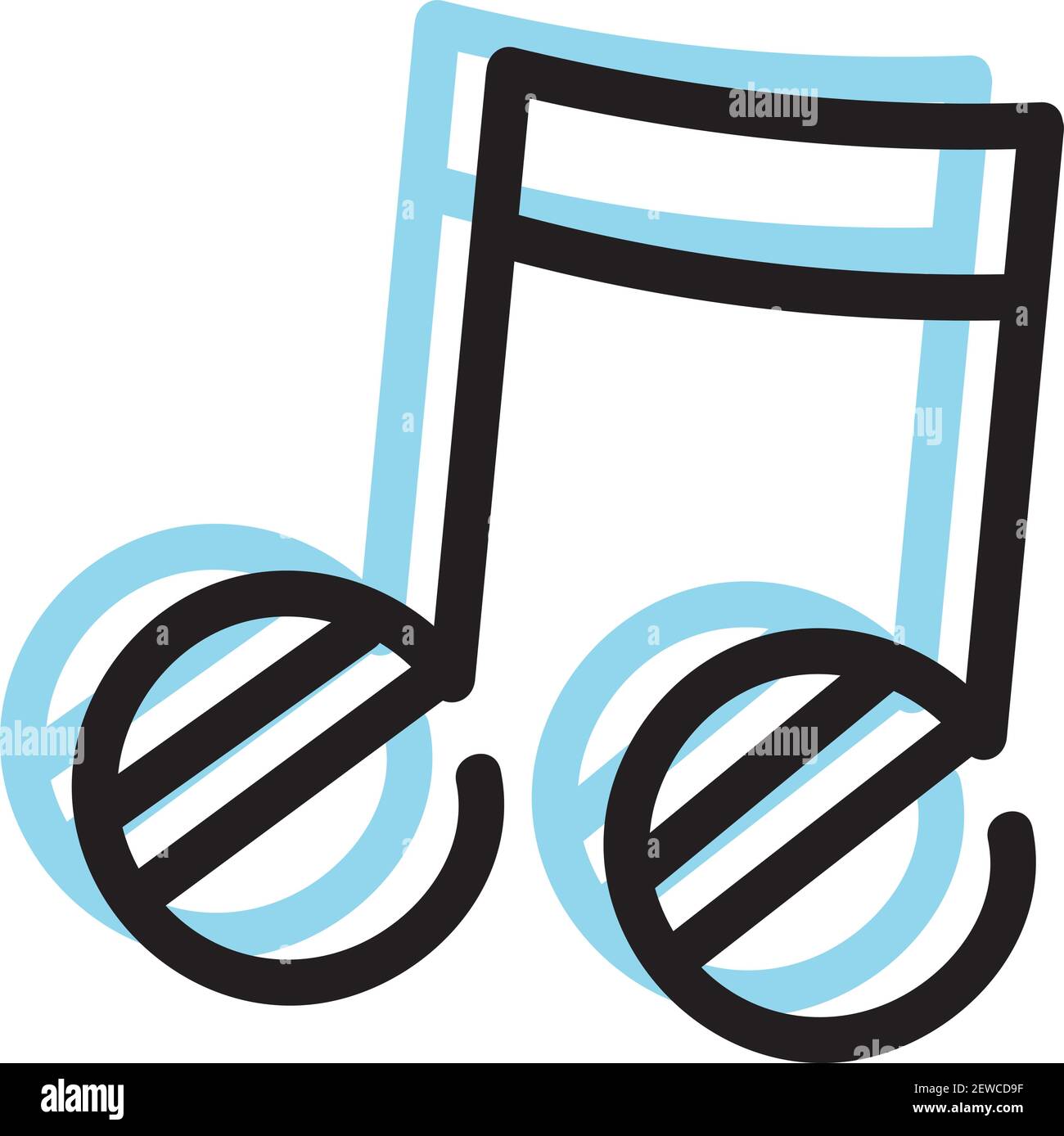 Filled beamed note, illustration, vector on white background Stock ...