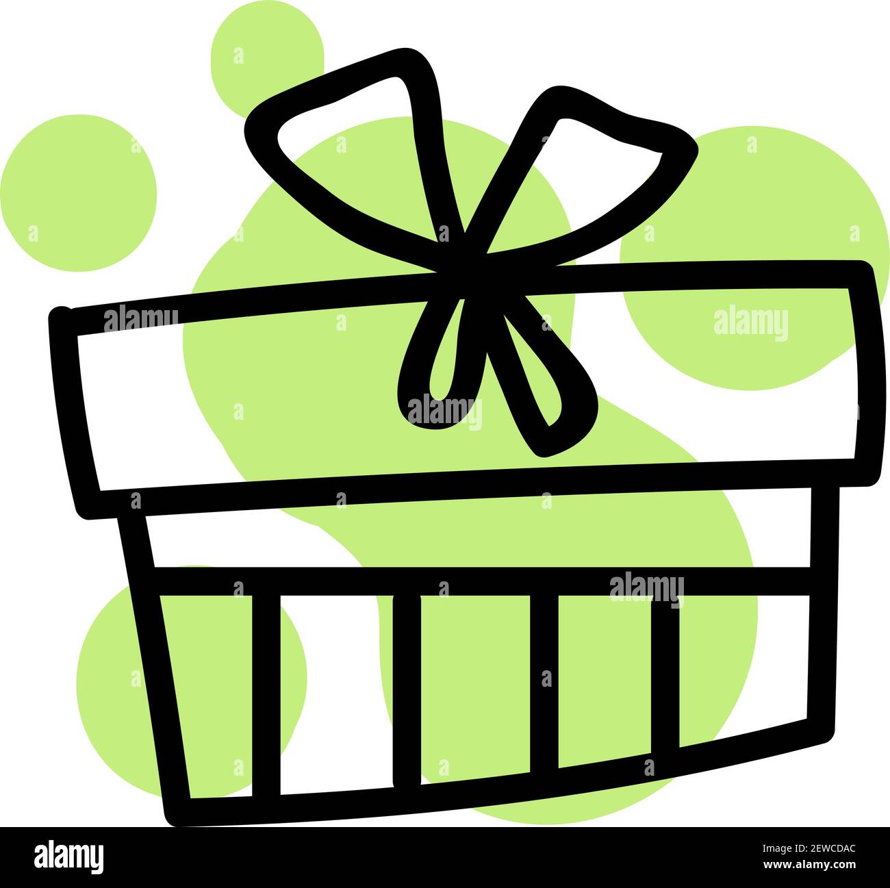 Box with stripes and ribbon, illustration, vector on white background ...