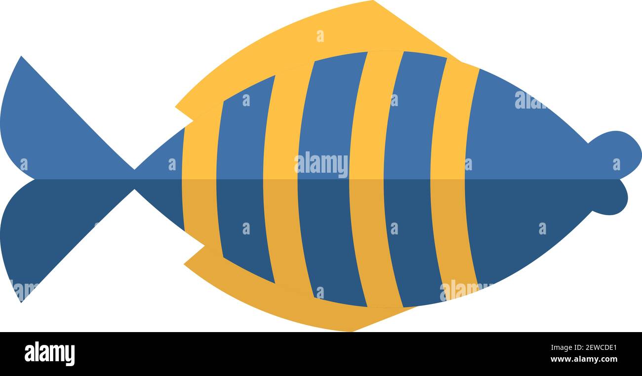 Blue and yellow fish, illustration, vector on white background Stock ...