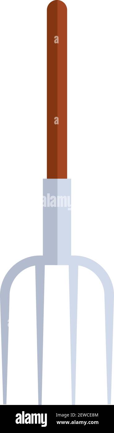 Big gardening fork, illustration, vector on white background Stock ...