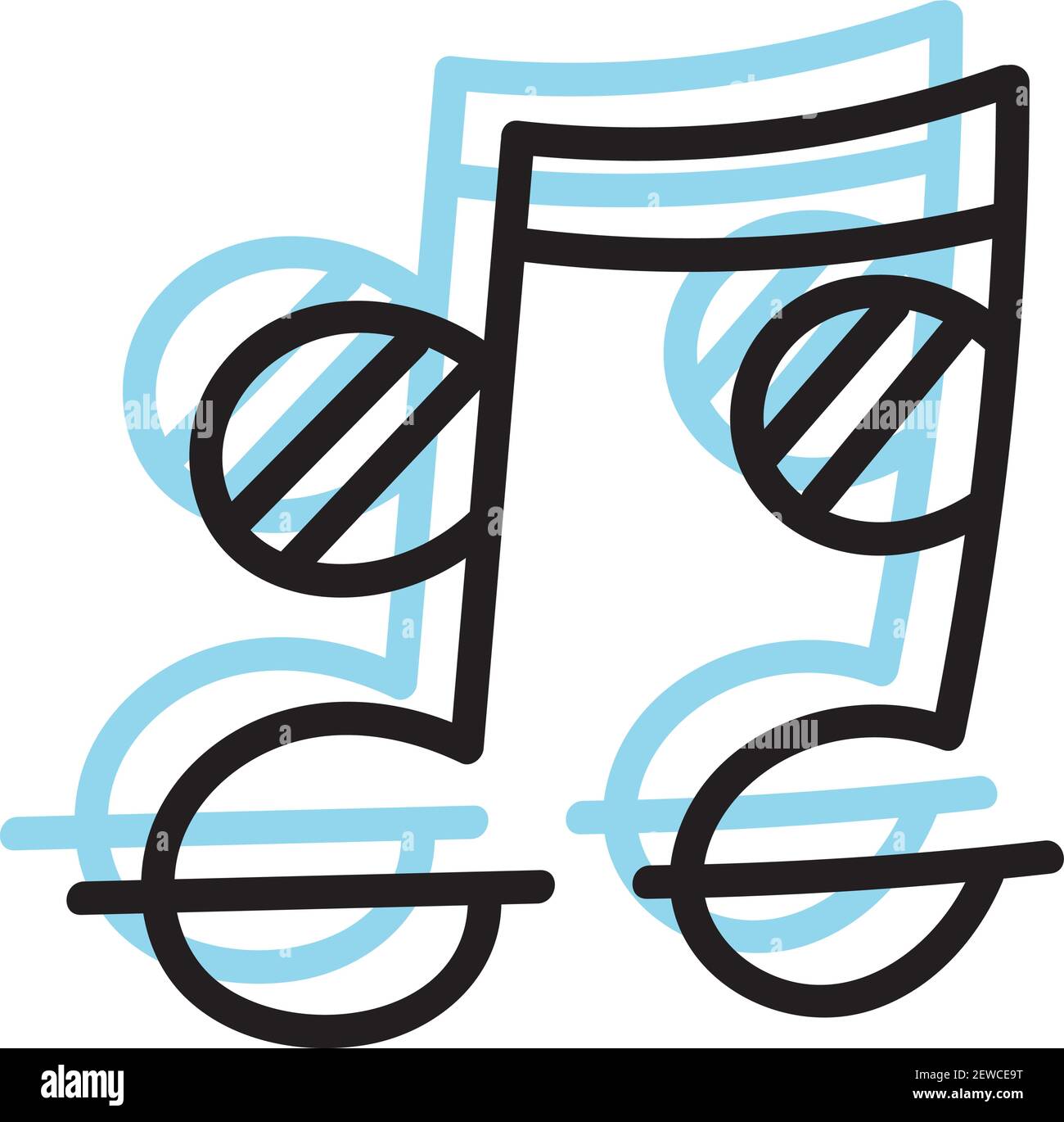 Four notes in one, illustration, vector on white background Stock ...