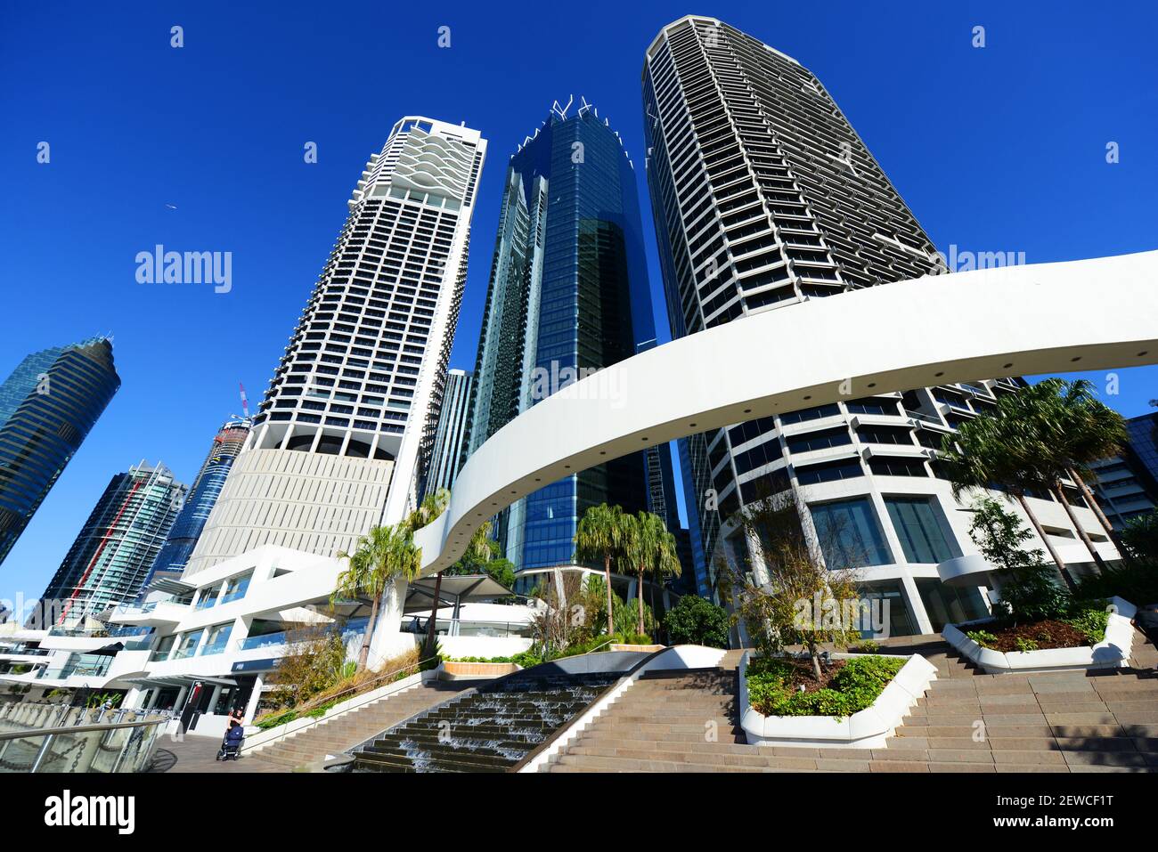 Modern skyscrapers in the Central business district of Brisbane ...