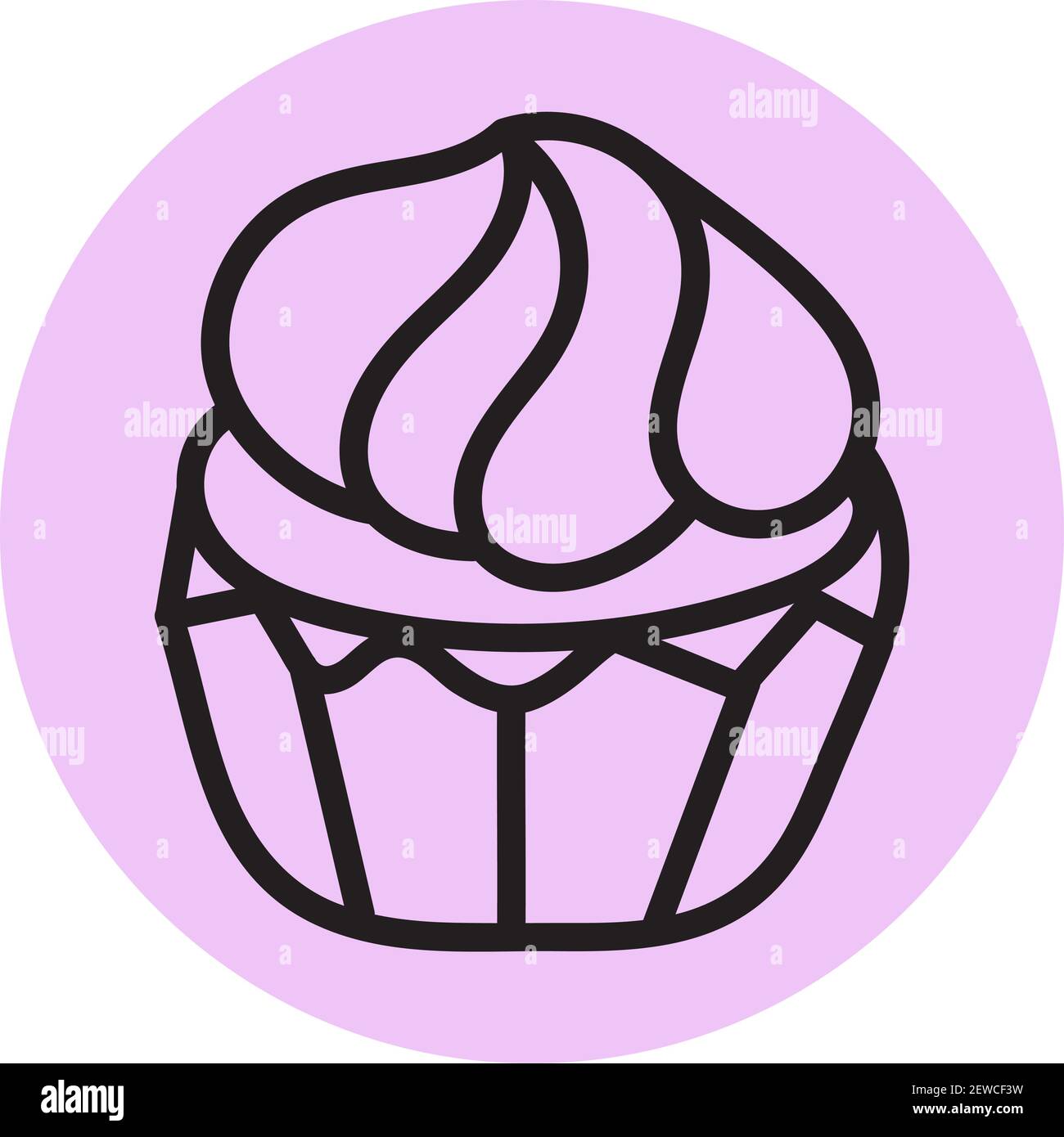 Tasty pink cupcake, illustration, vector on white background Stock ...