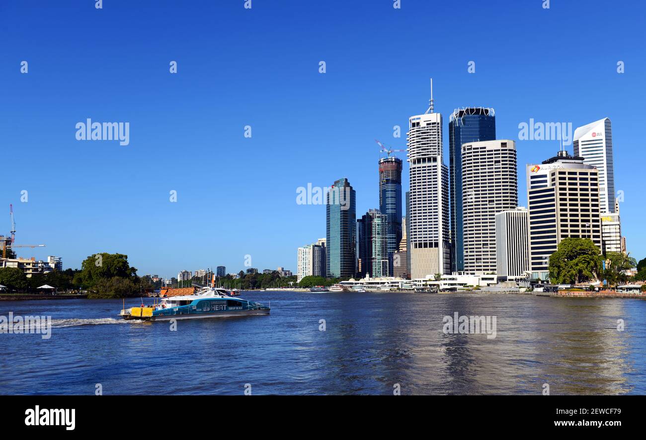 Modern skyscrapers in the Central business district of Brisbane ...