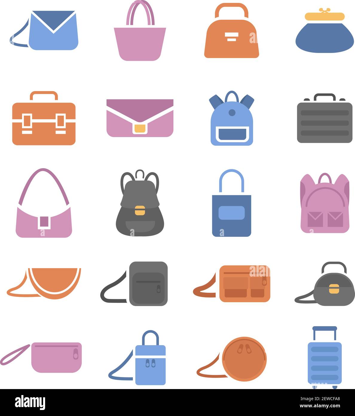Types of bags, illustration, vector on white background Stock Vector ...