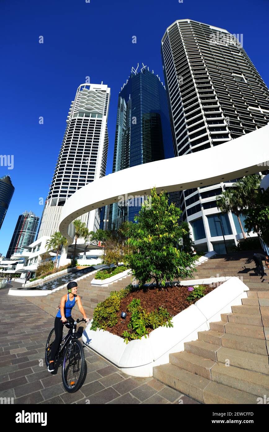 Modern skyscrapers in the Central business district of Brisbane ...