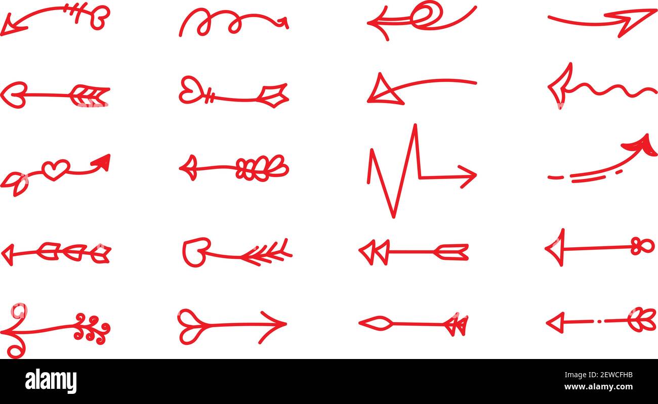 Beautiful red arrows, illustration, vector on white background Stock ...