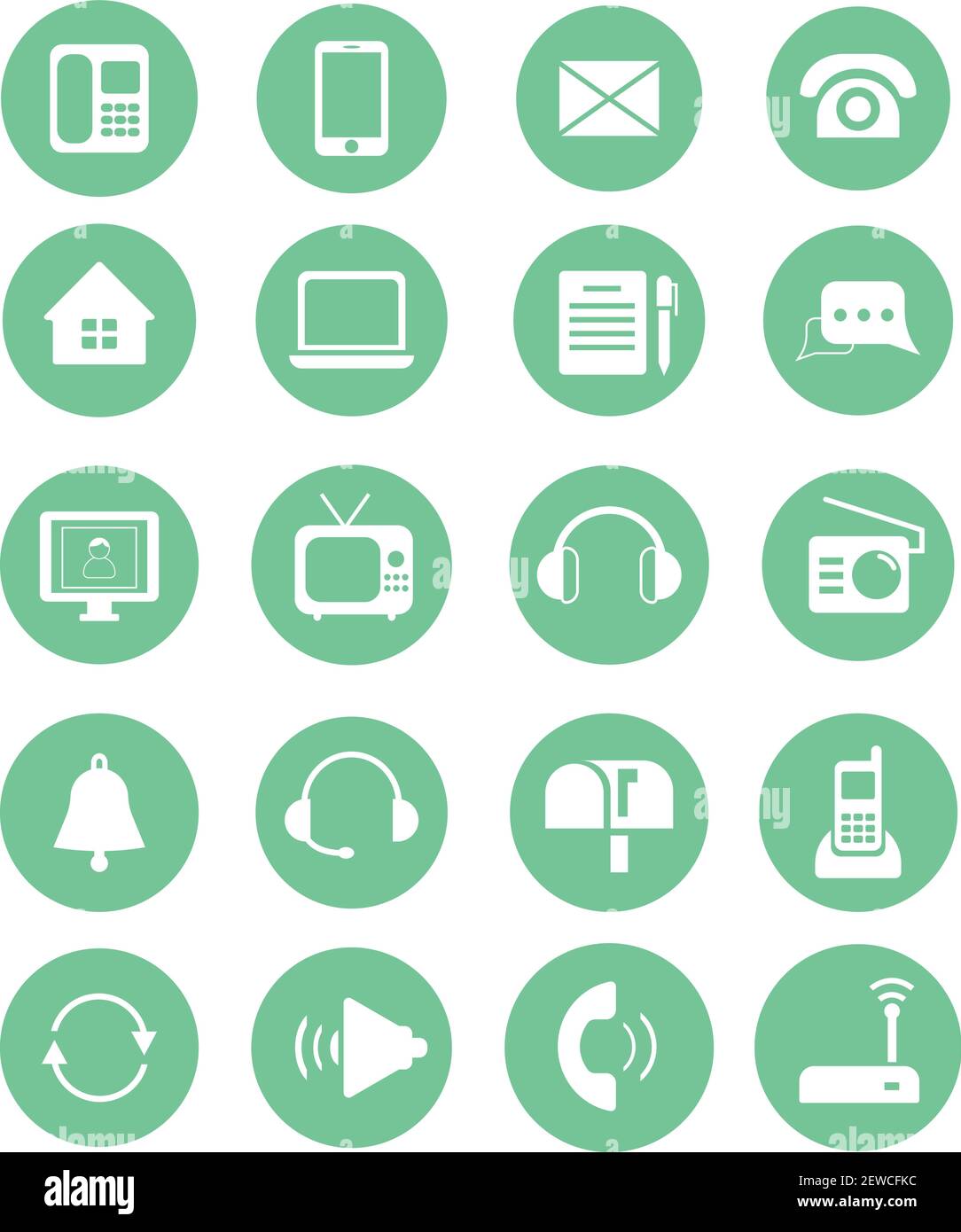 Communication set, illustration, vector on white background Stock ...