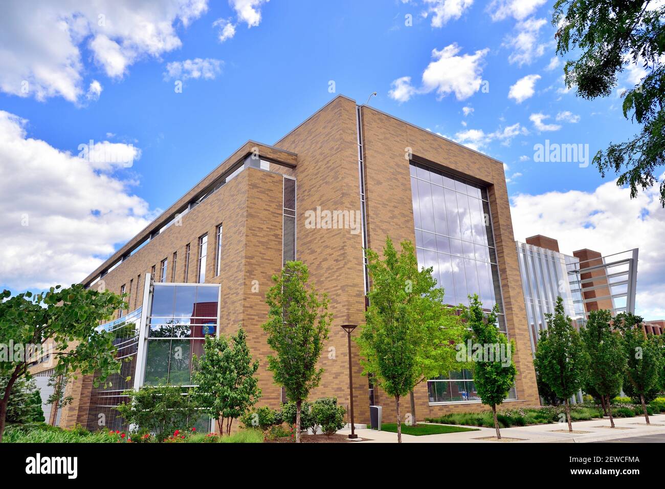 Chicago, Illinois, USA. Barr Tower and the Center for Education at ...