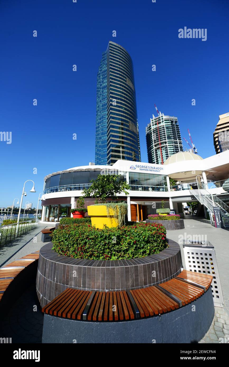 Modern skyscrapers in the Central business district of Brisbane ...