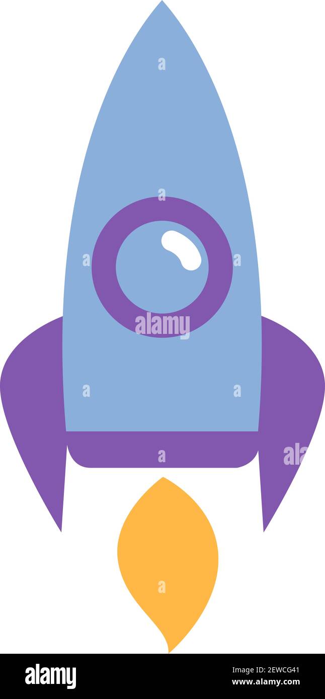 Blue space rocket, illustration, vector on white background Stock ...