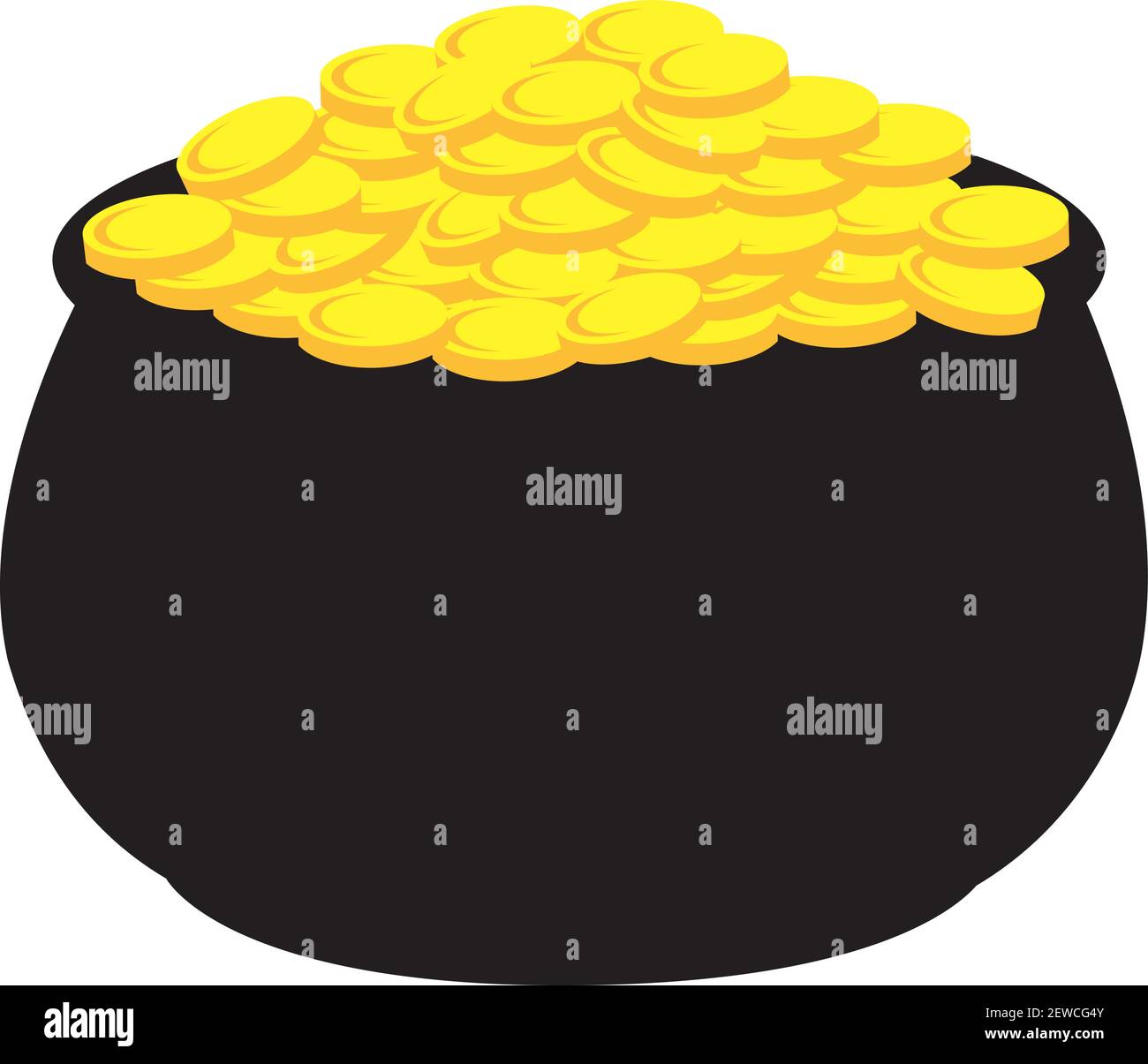 vector illustration of a pot full of gold. St.Patrick's Day symbol ...