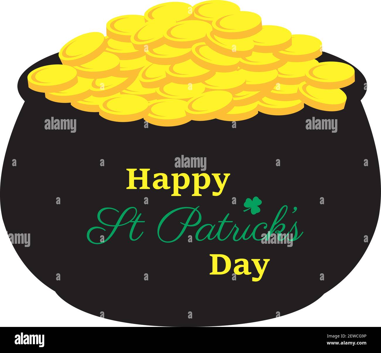 vector illustration of a pot full of gold. St.Patrick's Day symbol ...