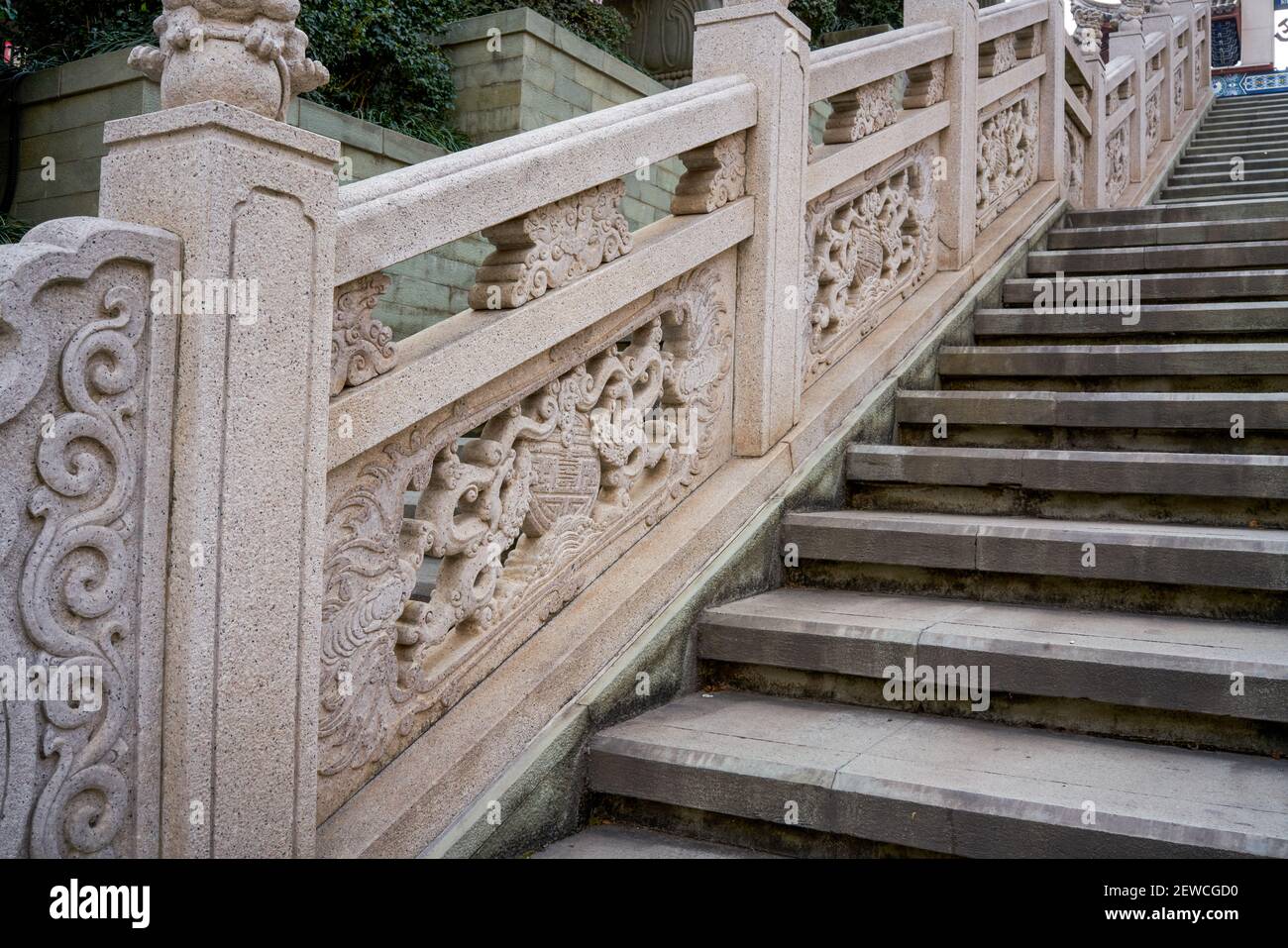 Chinese traditional unicorn stone stair handrail Stock Photo - Alamy